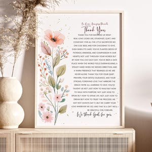 Floral Parents Thank You Letter Printable Wall Art Gift From Children ...