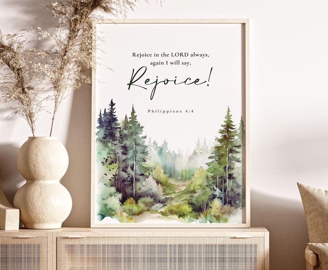 Philippians 4:4 Scripture Wall Art, Rejoice in the Lord Bible Verse ...