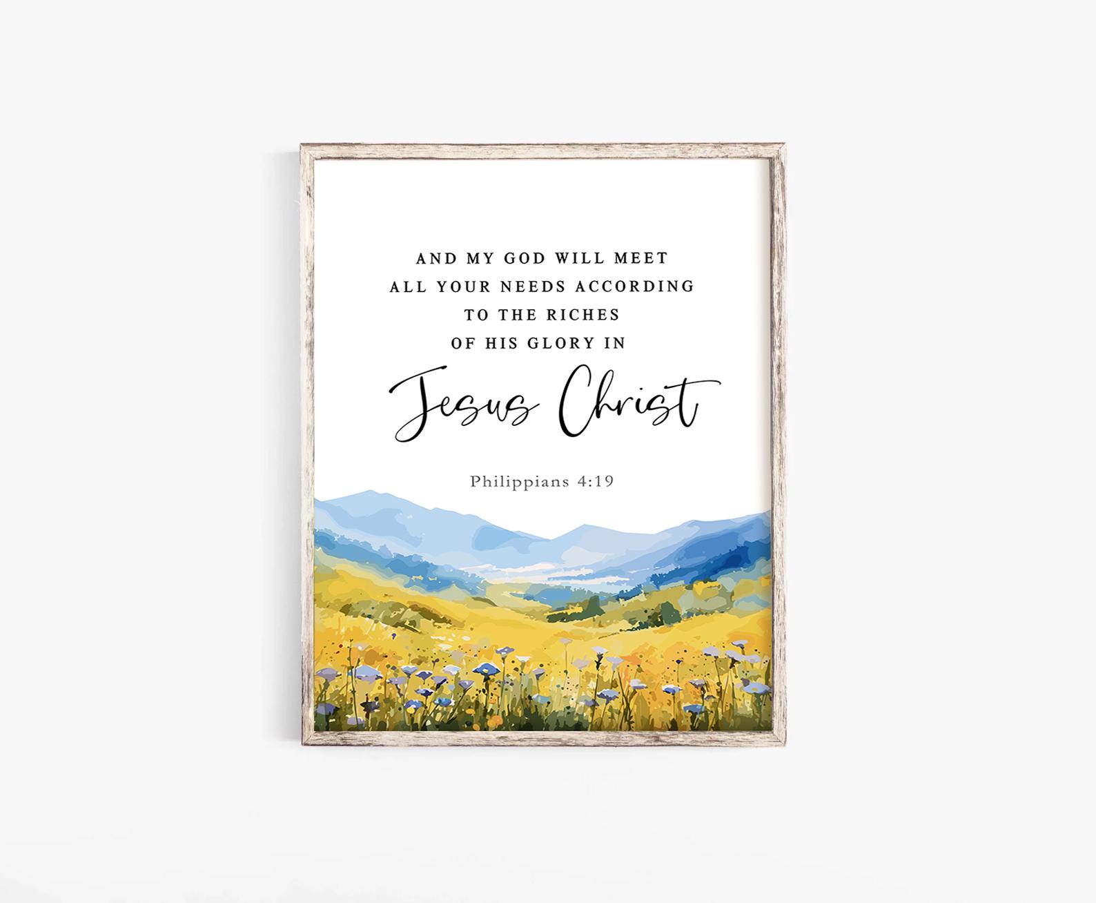 Philippians 4:19 Bible Verse Wall Art, Digital Print Scripture ...