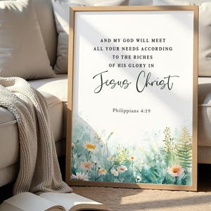 Philippians 4:19 Wall Art, Bible Verse Printable, Floral Nature ...
