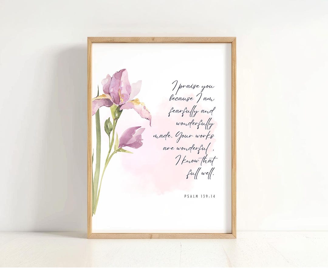 Psalm 139:14 Bible Verse Wall Art Digital Print Scripture Printable ...