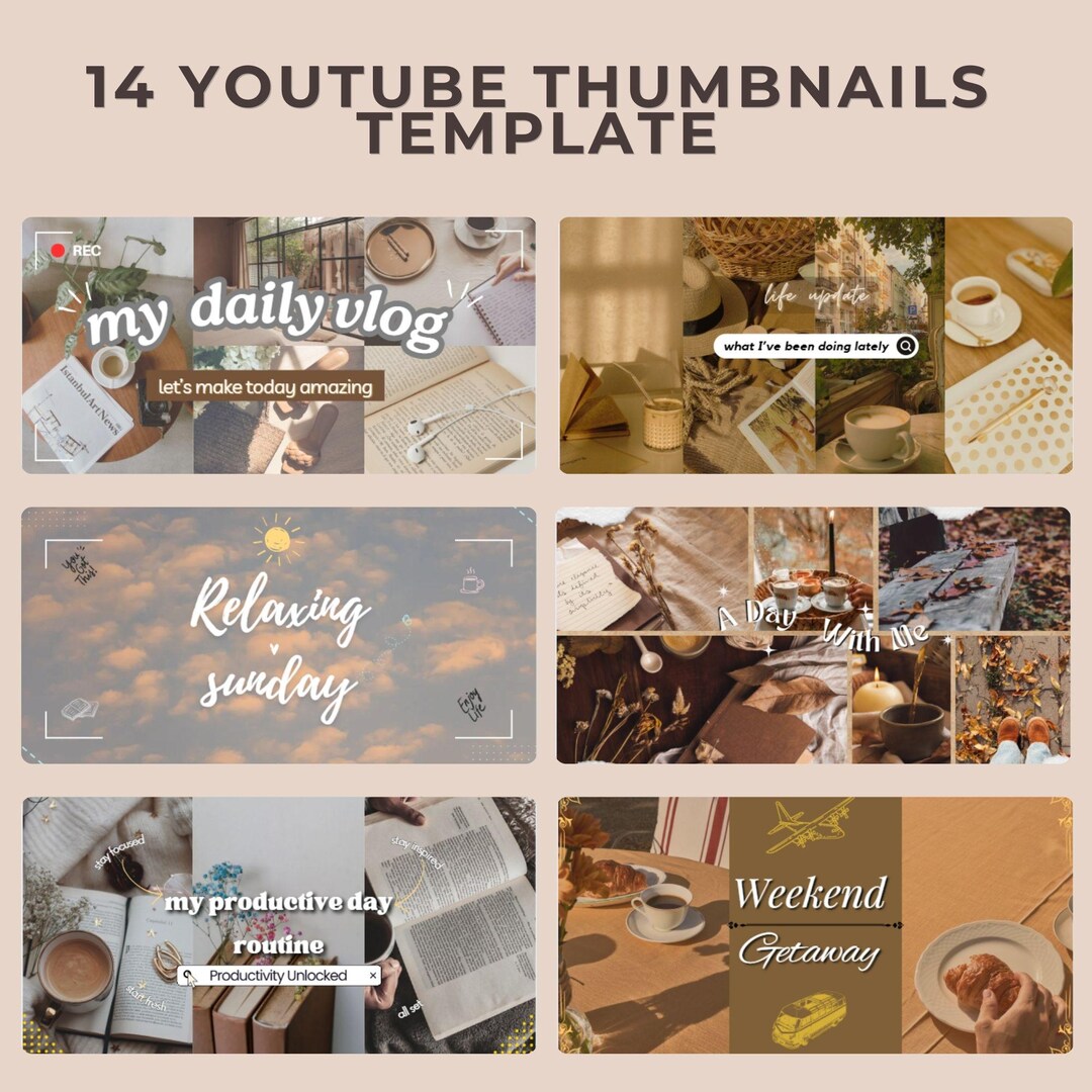 Aesthetic Youtube Thumbnail Templates | 14 Editable Canva Designs for ...
