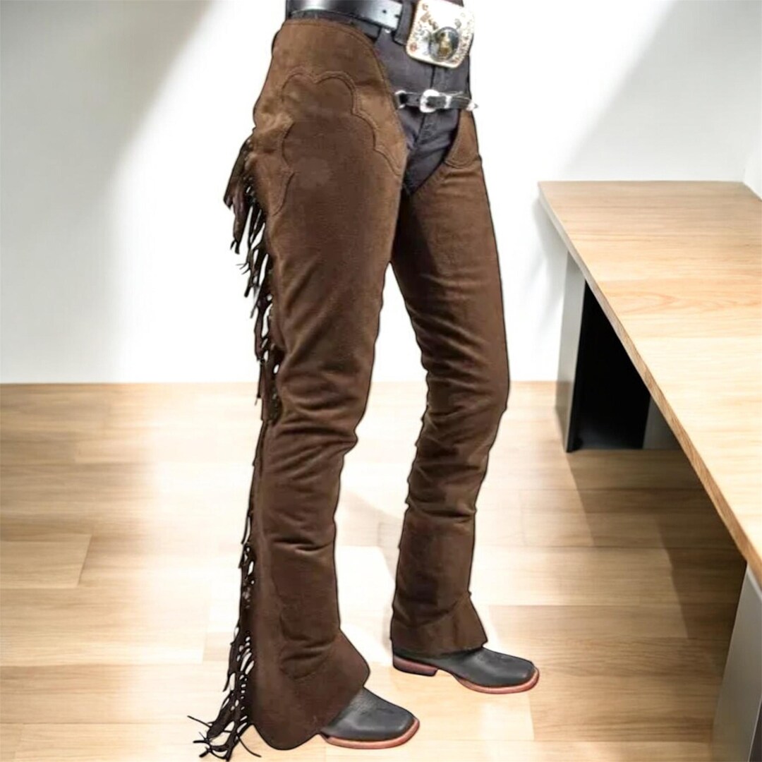 Women Western Wear Suede Leather Chap Fringes Suede Leather Pant Leggings Suede Leather Chap ...