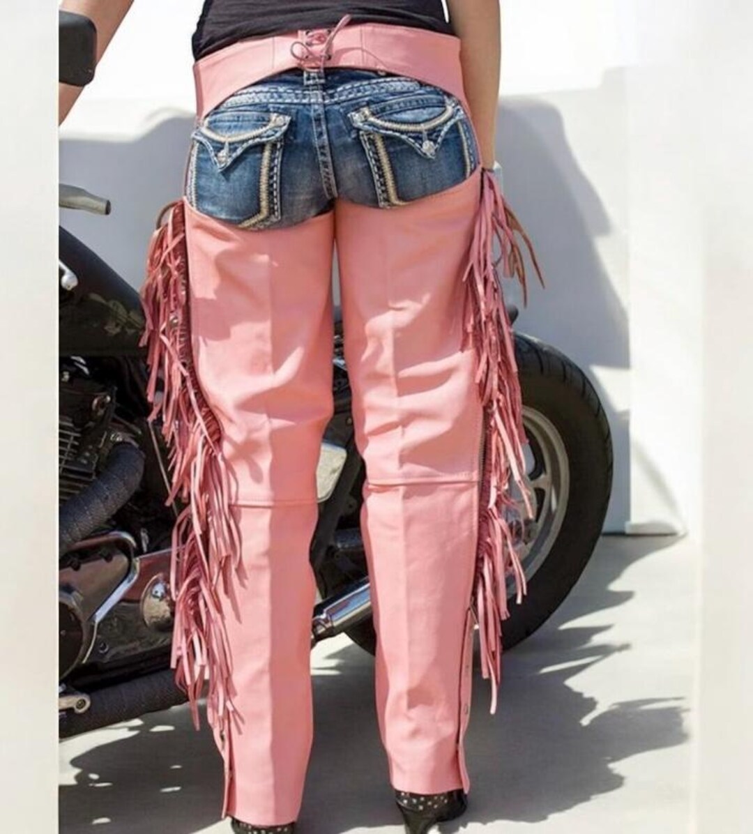 Women’s Western Wear Leather Chap Fringes - Women Riding Leather ...