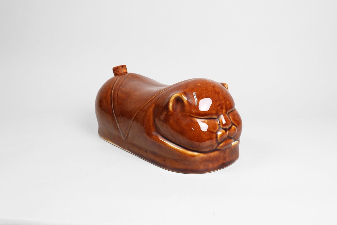 Chinese Opium Cat Heater Head Rest | Vintage Ceramic Heated Cat Shape ...
