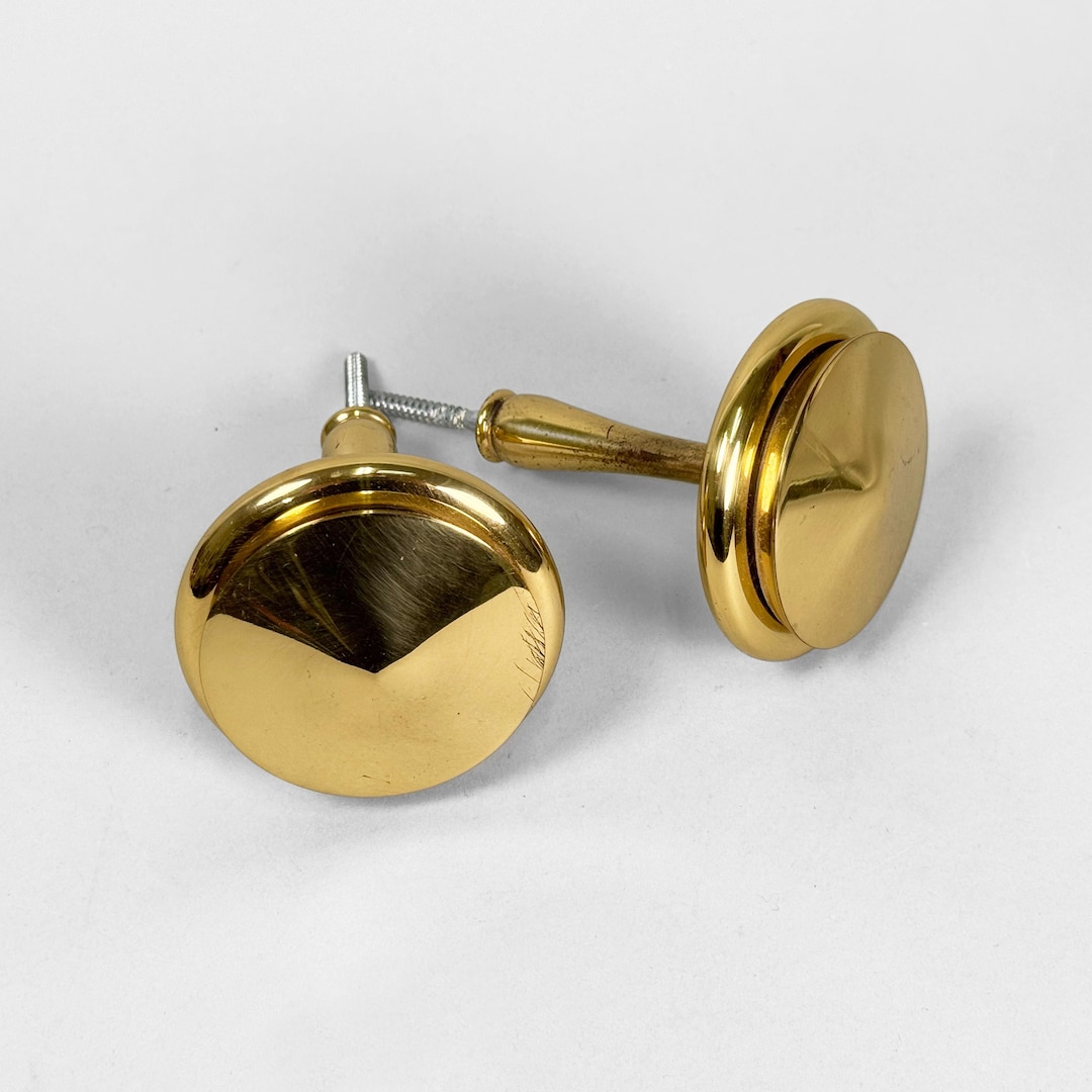 Solid Brass Disc Curtain Tiebacks: Mid-century Modern Drapery Holdbacks ...