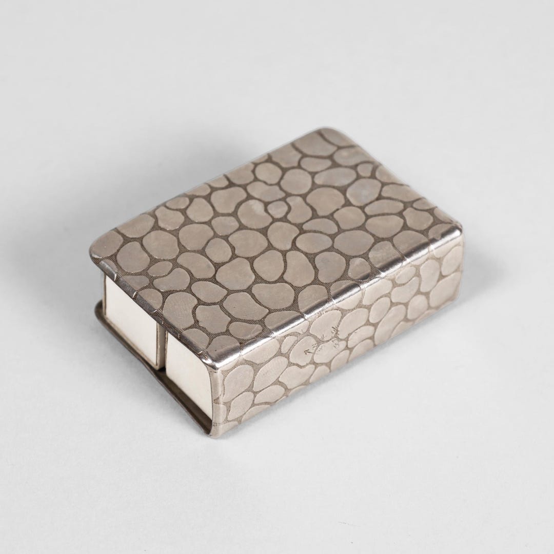 Antique Silver Plated Matchbox Cover: Reptile Pattern Vintage Etui - Etsy