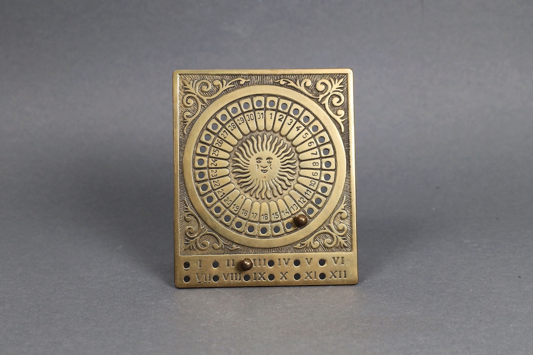 Brass Perpetual Calender 1950s Sun Motif Table Calendar - Etsy