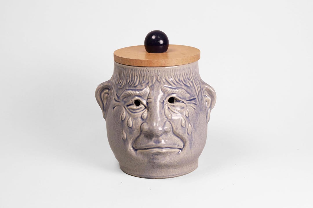 Vintage German Onion Pot | Weeping Man Crying Face Jar With Lid | 1970s ...