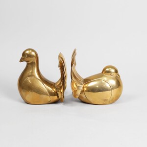 Dove Brass Bookends | Vintage Mid Century Solid Brass Bird Bookends ...