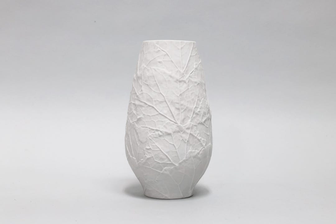 Bisque Cabbage Leaves Op Art Vintage Porcelain Vase | 70s Heinrich Selb ...