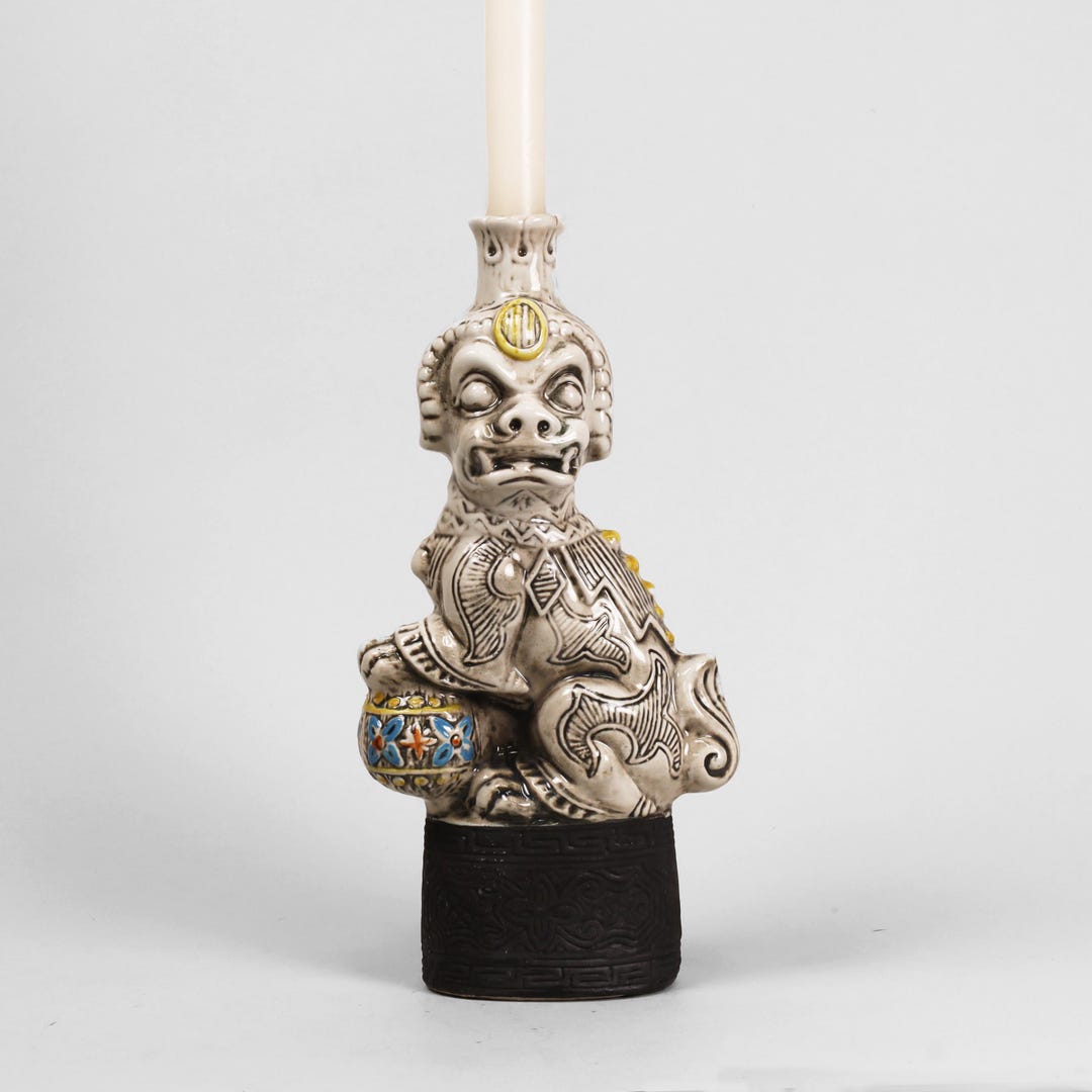 Vintage Italian Ceramic Foo Dog Decanter: Mid-century Candle Holder - Etsy