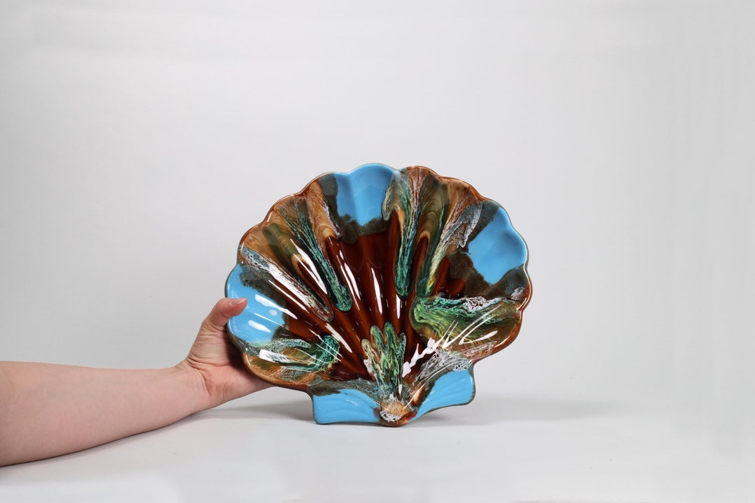 60s Vallauris Large Sea Shell Fruit Bowl | XL Vintage French Faience ...