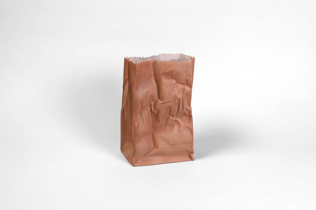 Do Not Litter Rosenthal Brown Paper Bag Vase | Vintage Ceramic Vase ...
