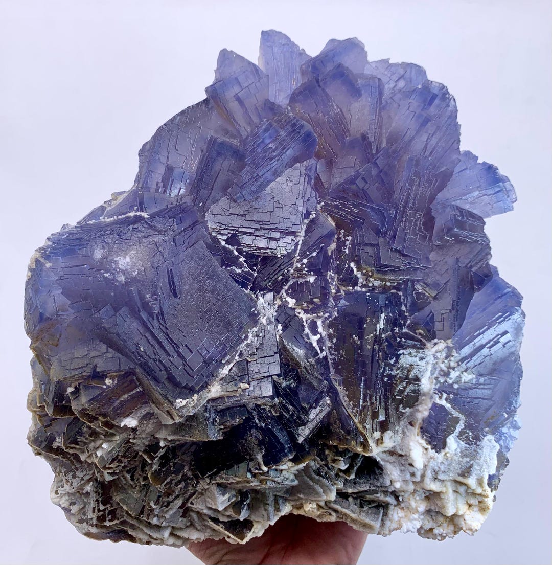 Large Multi-blue Phantom Fluorite & Calcite Crystal Cluster - Etsy