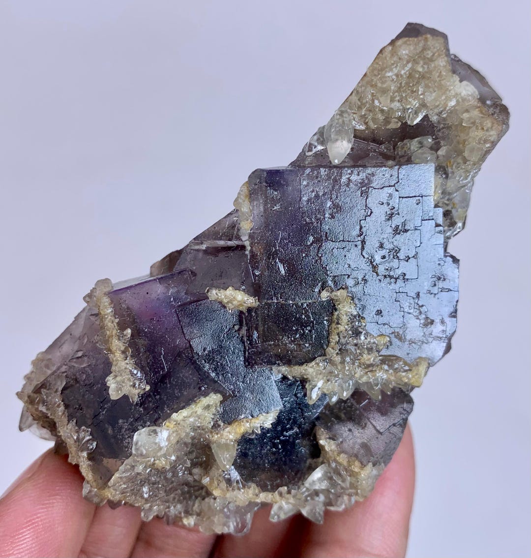 117 Gram Extraordinary Natural Dark Purple Cubic Fluorite Cluster With ...