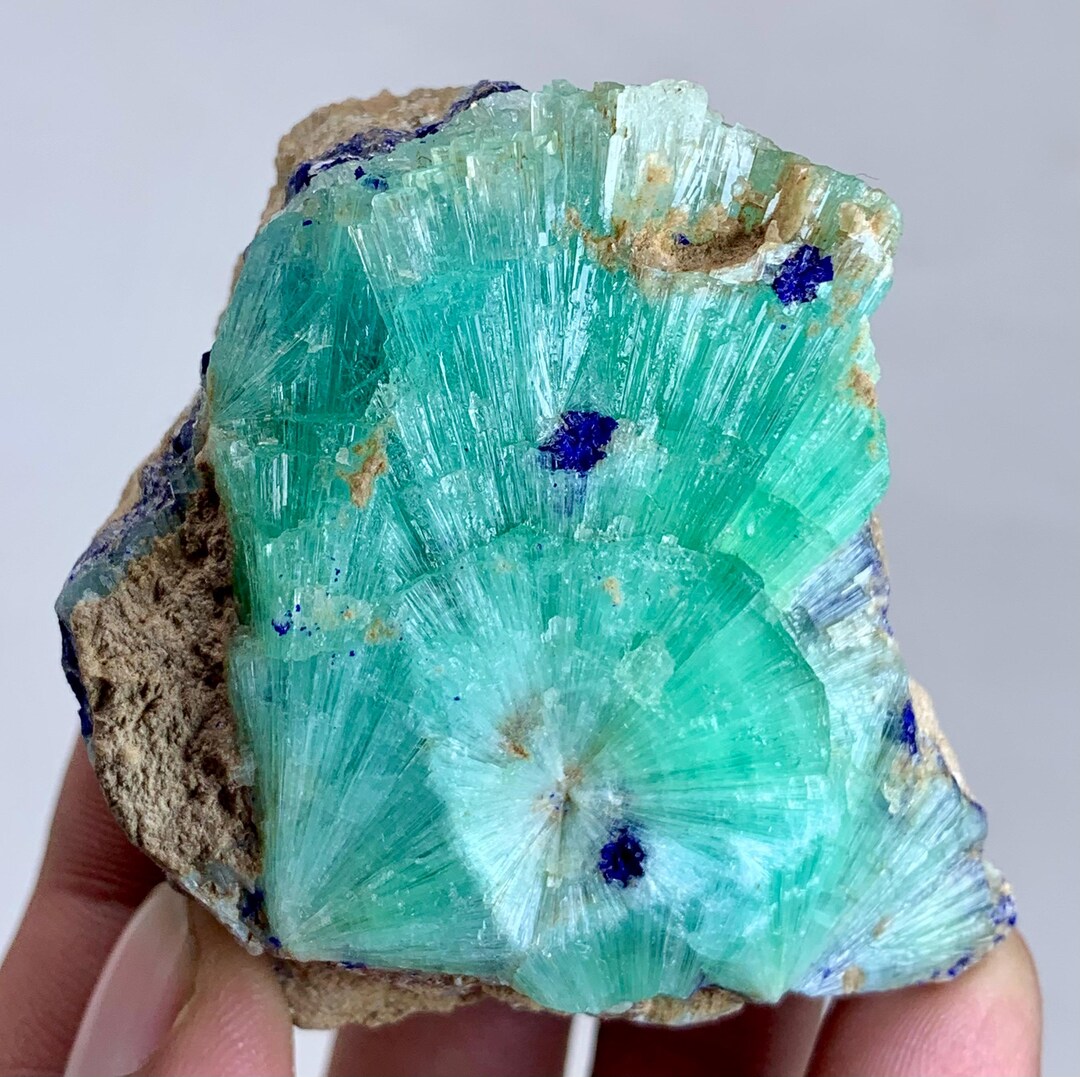 147g Star Aragonite With Azurite on Matrix - Rare Teal Blue Crystal ...