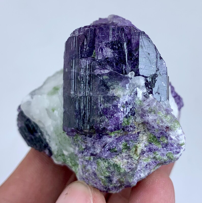 104 Gram Gorgeous Rare Fluorescent Purple Scapolite Crystal on Matrix ...