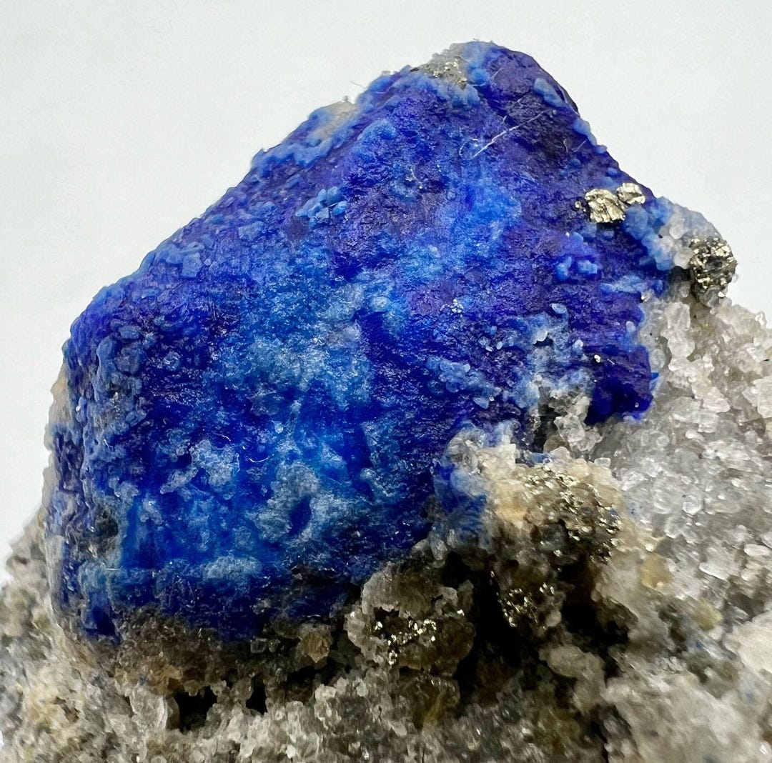 Royal Blue Lazurite Crystal on Matrix With Pyrite - Rare 68g Specimen ...