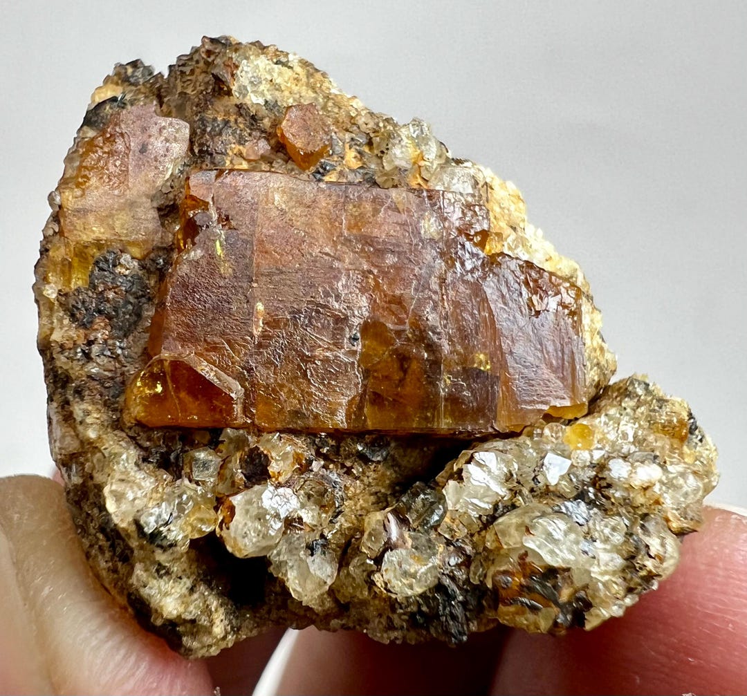 70 Cts Extremely Rare Monazite Crystal on Red Fluorescent Matrix With ...