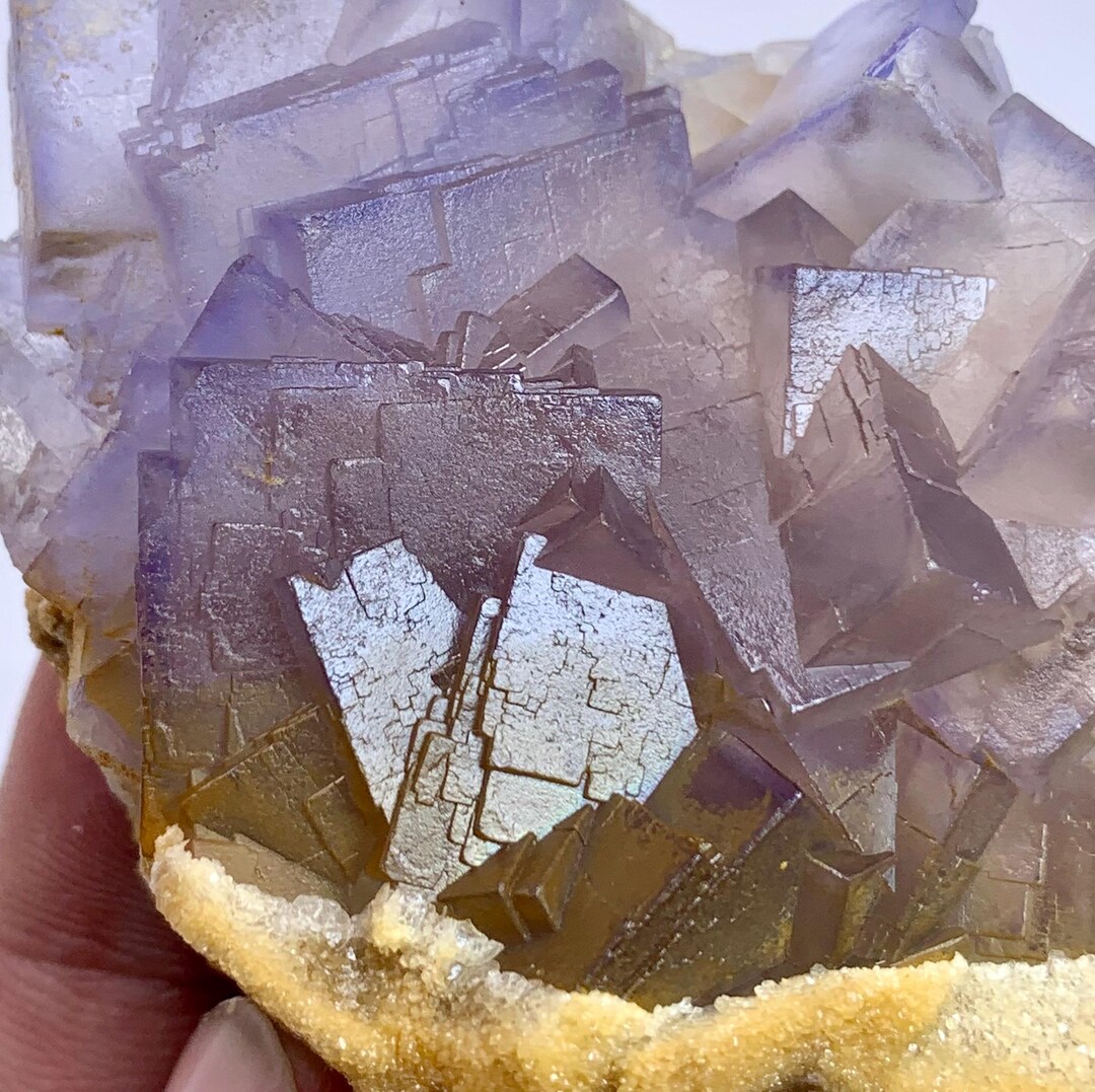 122 Gram Blue Phantom Fluorite With Calcite | Natural Crystal Cluster ...