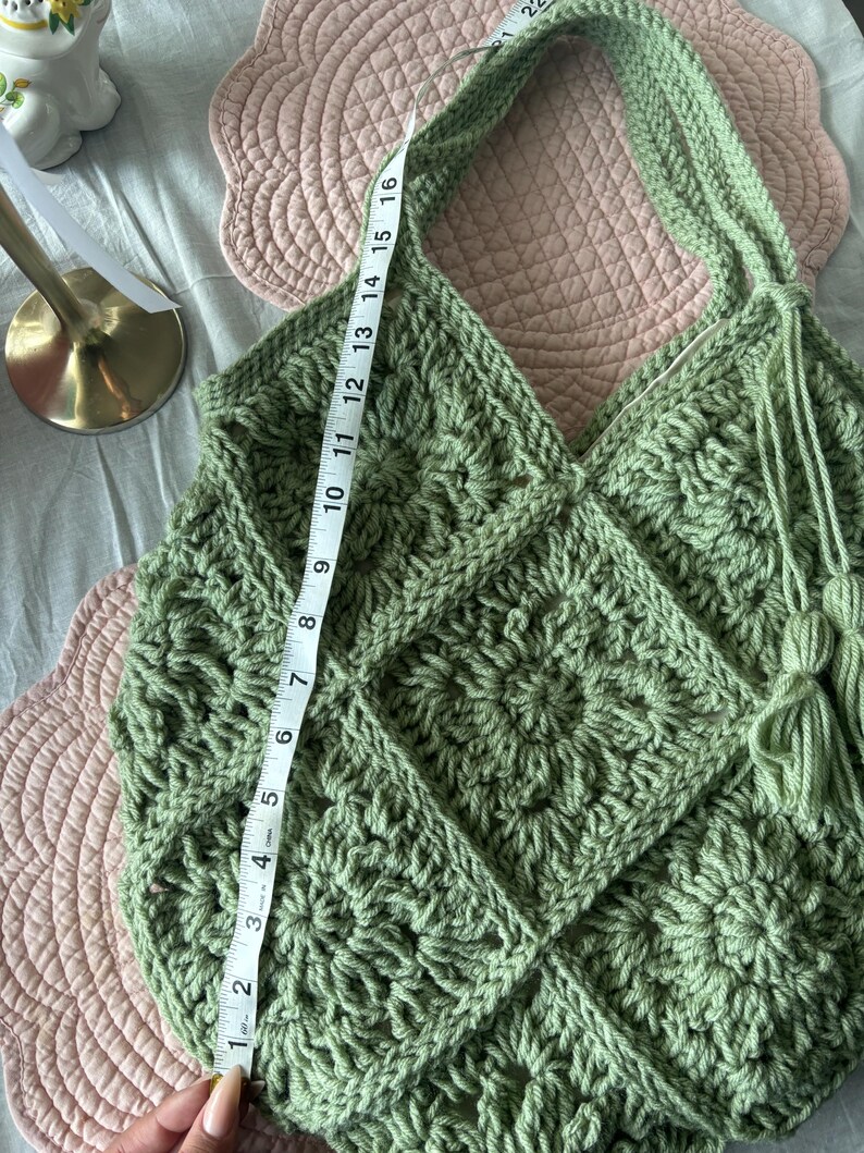 Daisy Granny Square Bag in Sage Green With Tassel and Fabric Lining - Etsy