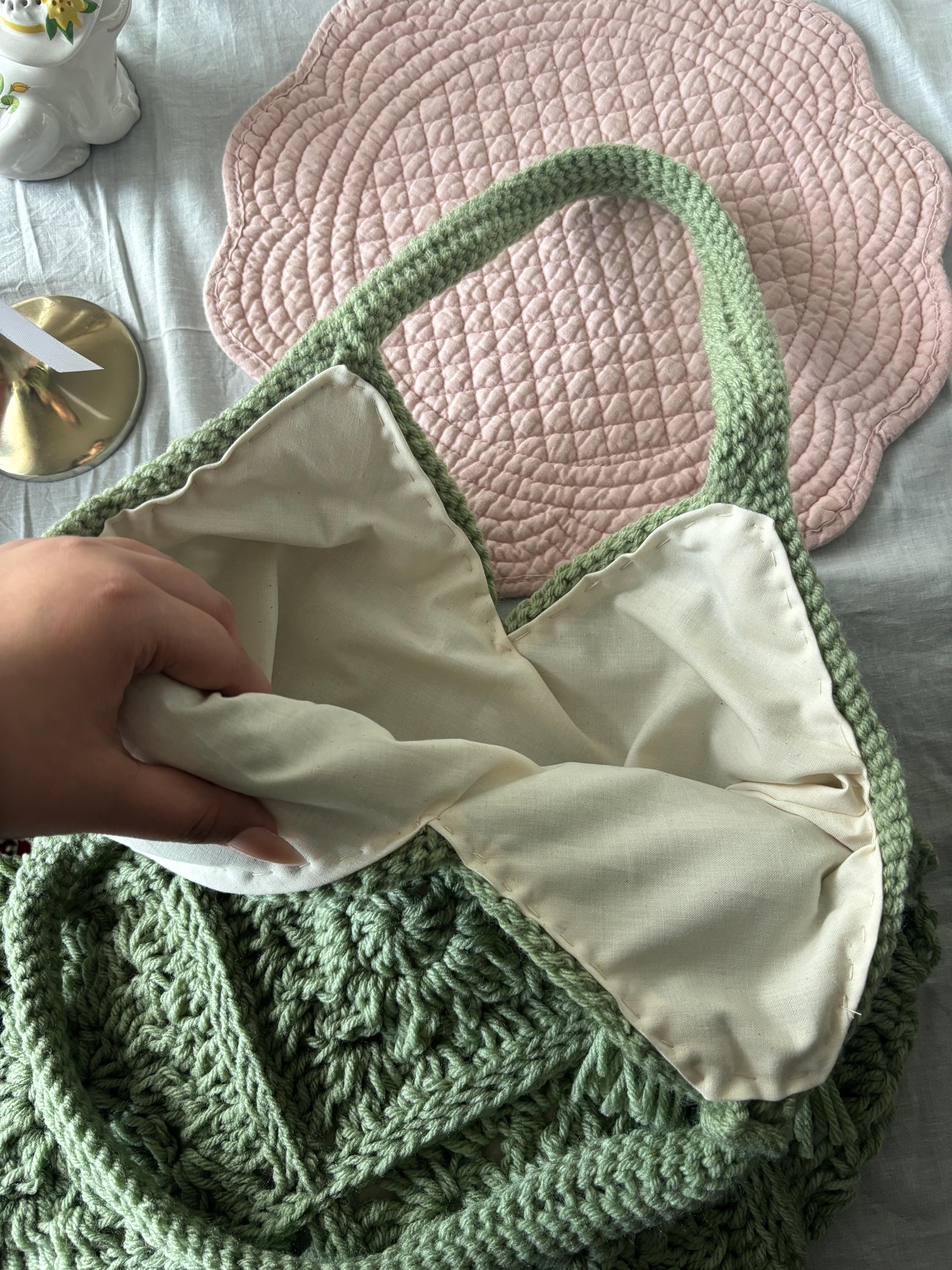 Daisy Granny Square Bag in Sage Green With Tassel and Fabric Lining - Etsy