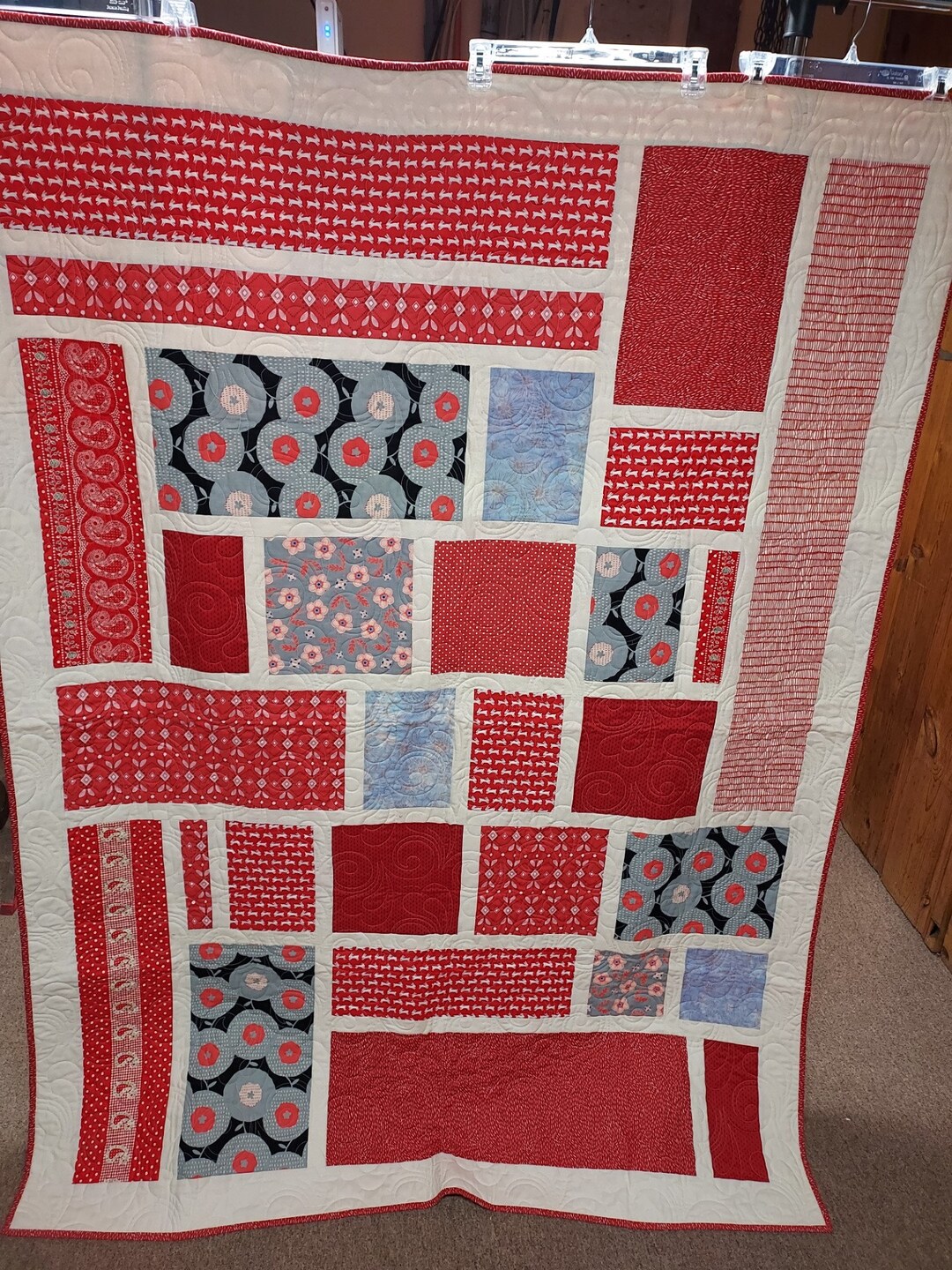 Chatterbox Red Bunny Fabric Large Throw Quilt 55 X 74 READY TO SHIP - Etsy
