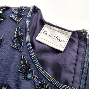 80’s Vintage Frank Usher Navy Sequin Silk Blouse | Embellished Party ...
