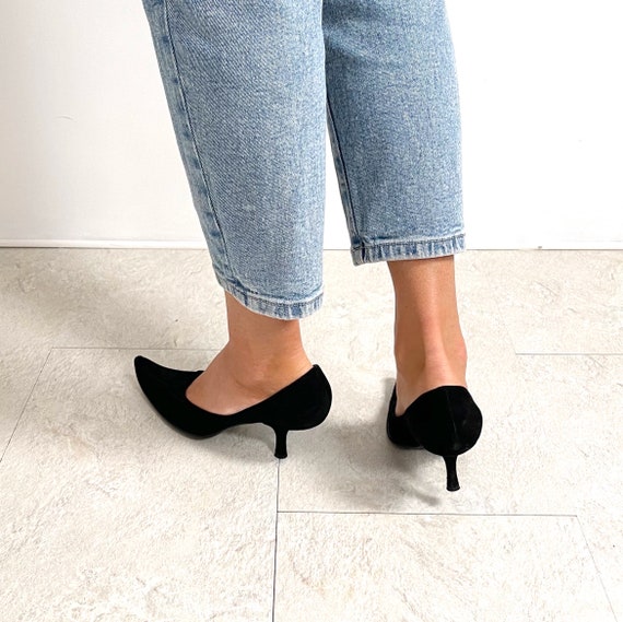 Vintage BALLY ‘Turma’ Pointy Kitten Heel Shoes | Blac… - Gem