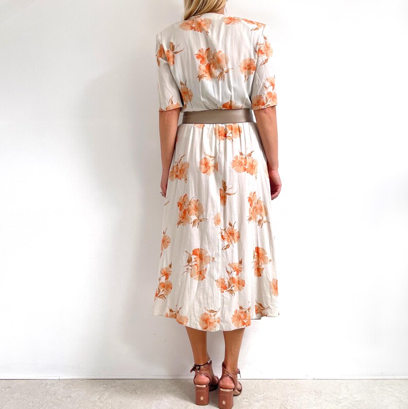 Vintage Long Neutral Floral Dress in Beige & Orange by Fink Modell ...