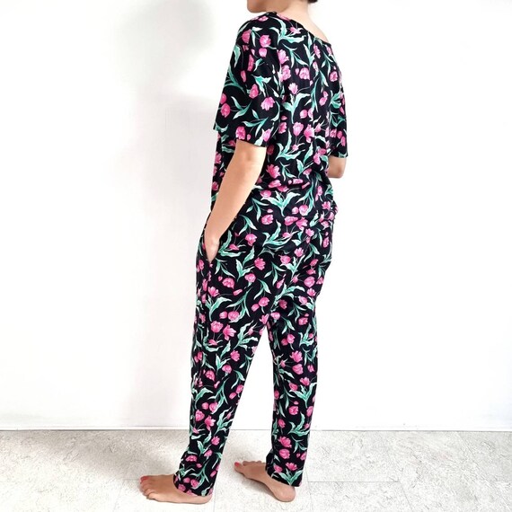 80’s St. Michael Bright Tulip Print Jersey Pyjamas Se… - Gem