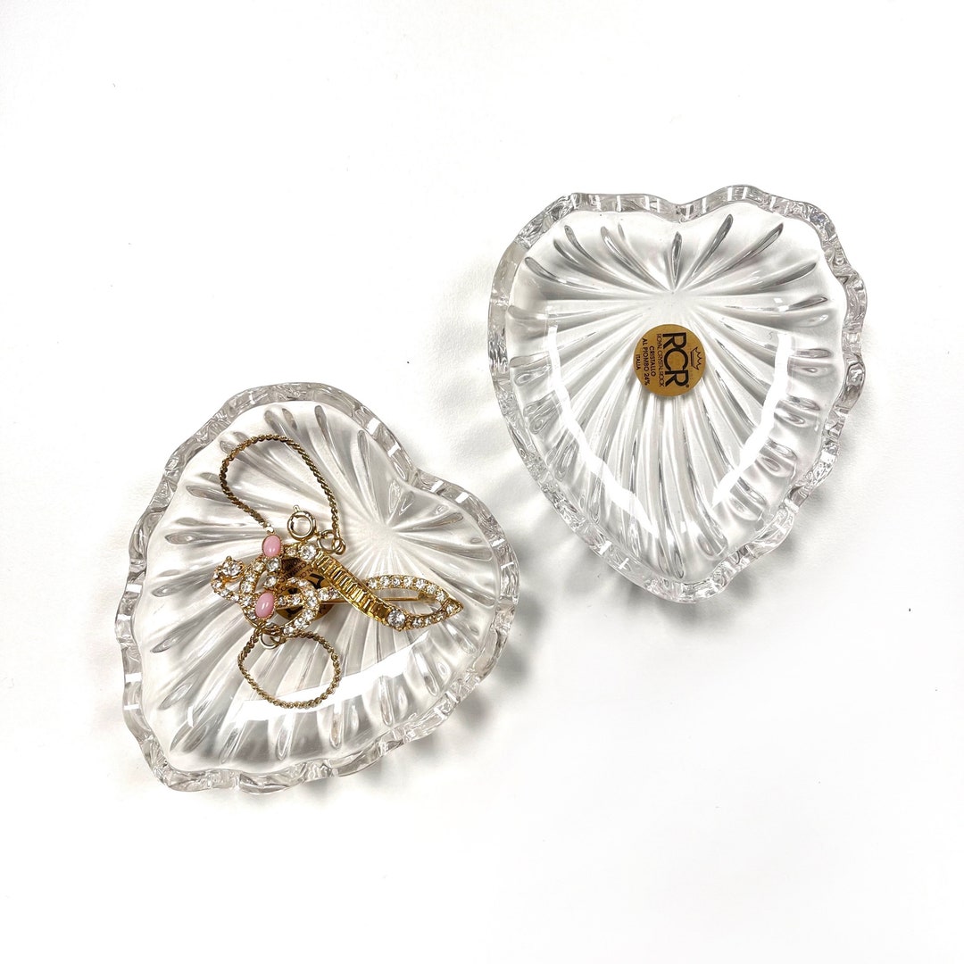 Vintage Italian Crystal Heart Box Vintage Jewellery / Trinket Dish ...
