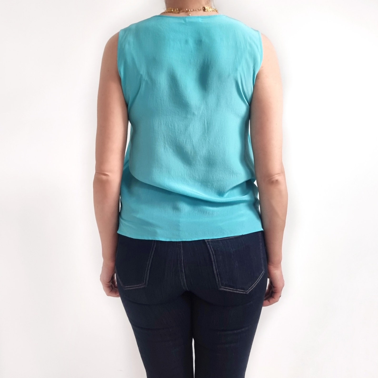 Vintage Bright Blue Silk Vest Blouse | Sleeveless Summer Top W Button ...