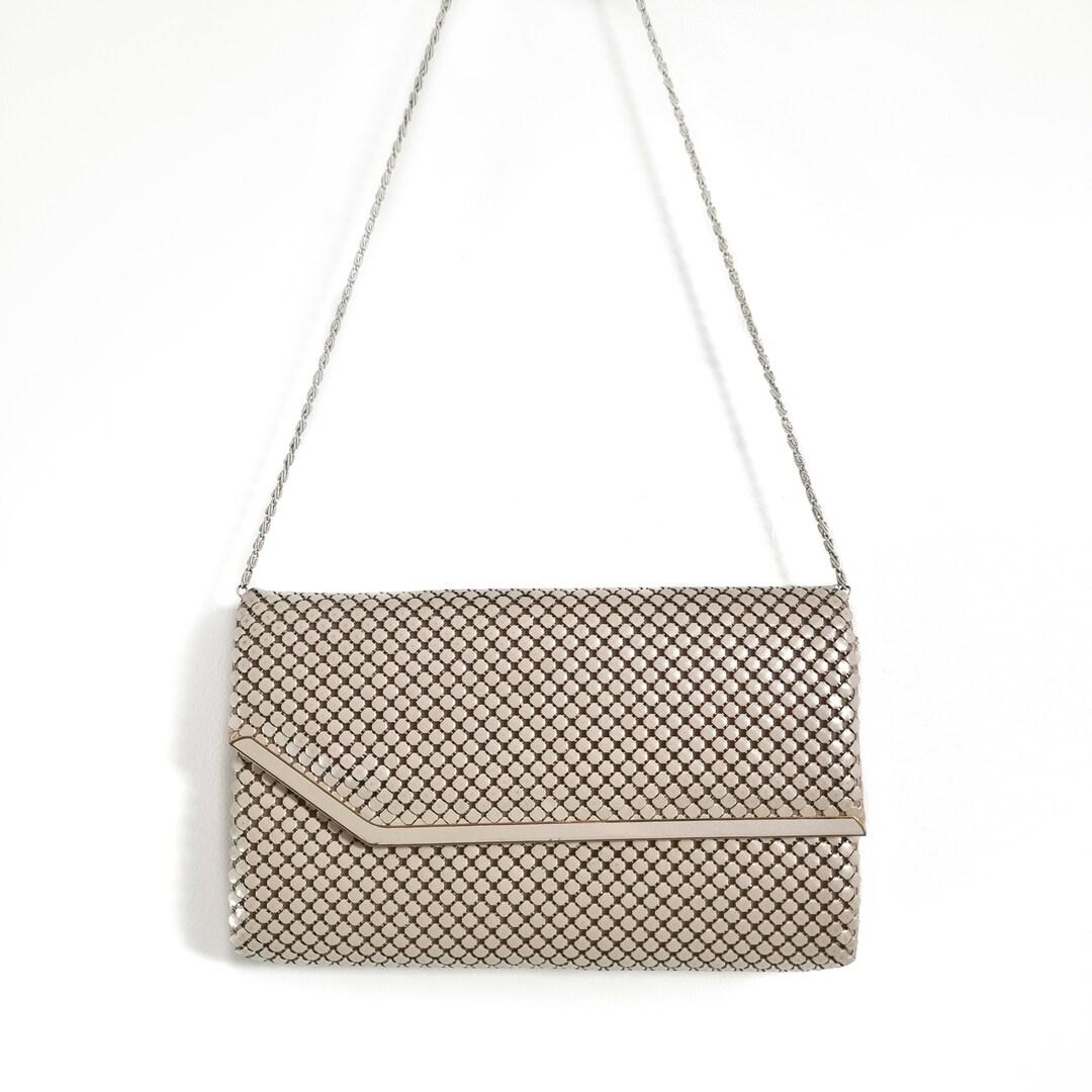 Vintage Cream & Gold Chainmail Handbag | Glomesh Medium Neutral Evening ...