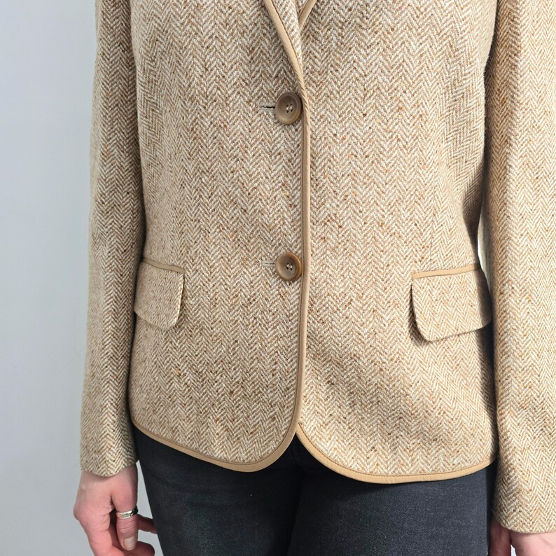 Vintage Basler Beige Herringbone Wool and Silk Mix Blazer | Smart ...