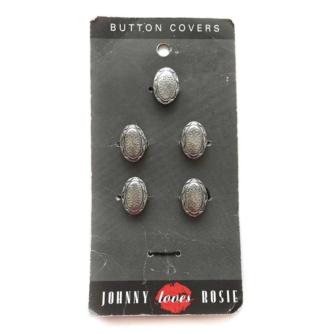 Vintage Engraved Silver Button Covers | Country Western Style Fancy Set ...
