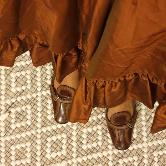 Designer Vintage Brown Mary Quant Dress // Long Taffe… - Gem