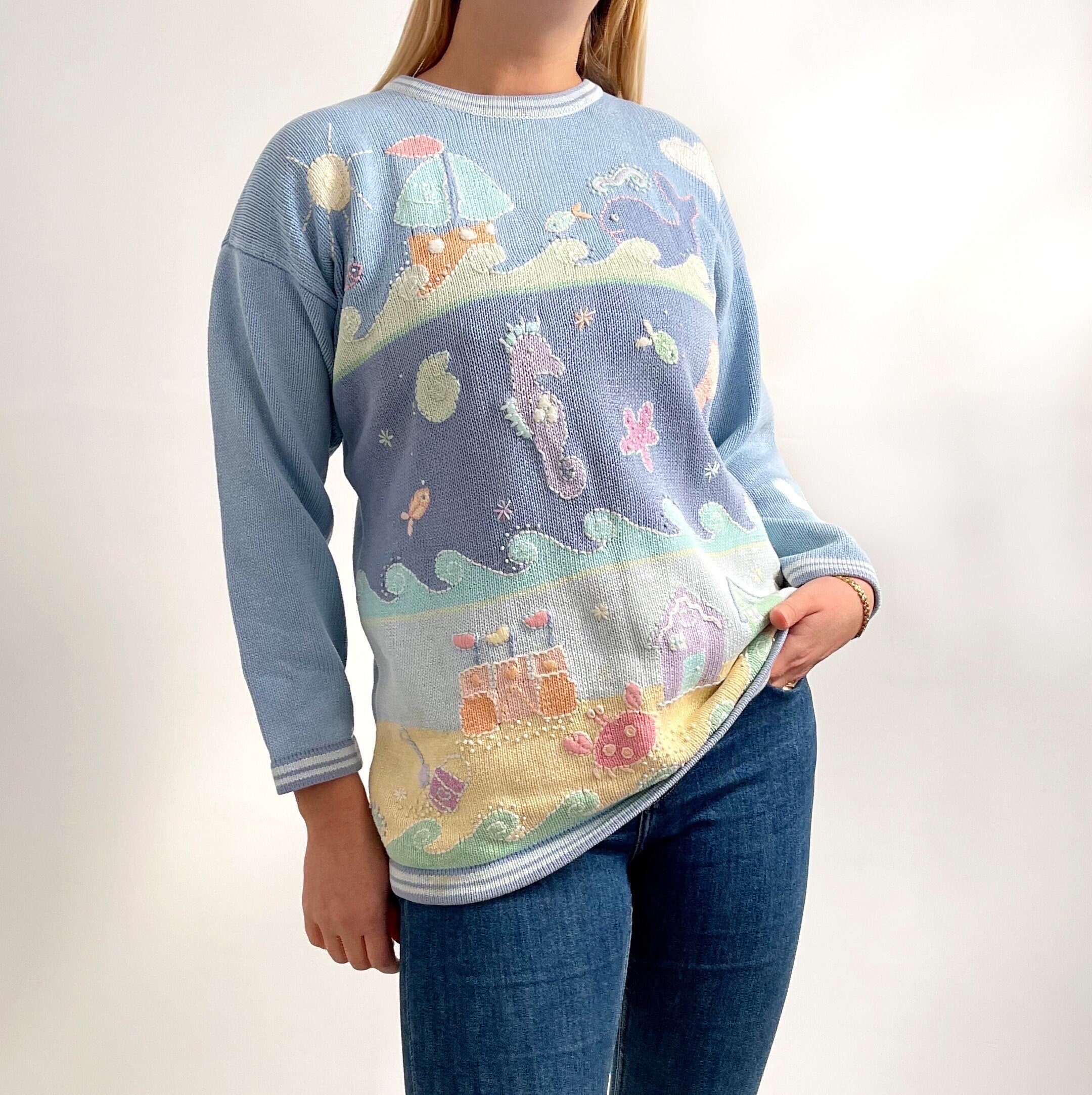 1998 Vintage Tulchan Embroidered Cotton Jumper | Embellished 1998 Vintage Tulchan Embroidered Cotton Jumper | Embellished