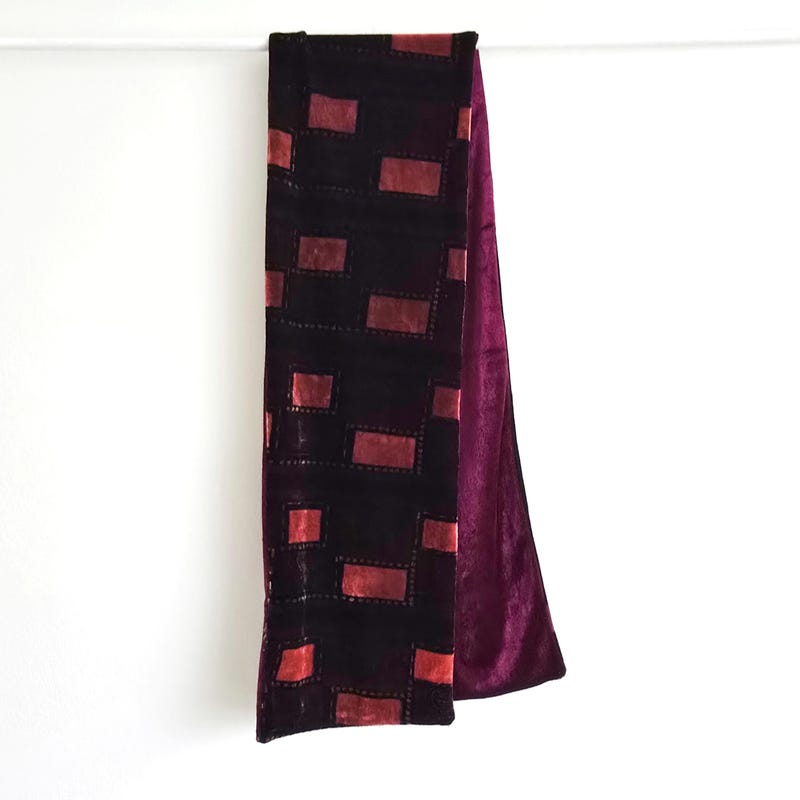 Long Printed Velvet Scarf - Etsy