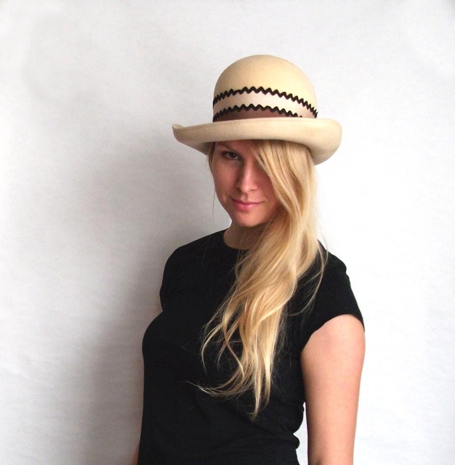Vintage Cream Felt Hat, Ladies Fedora - Etsy