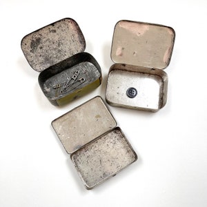 Set of 3 Vintage Tin Boxes Small Rectangle Tins W Hinged Lids Rustic ...