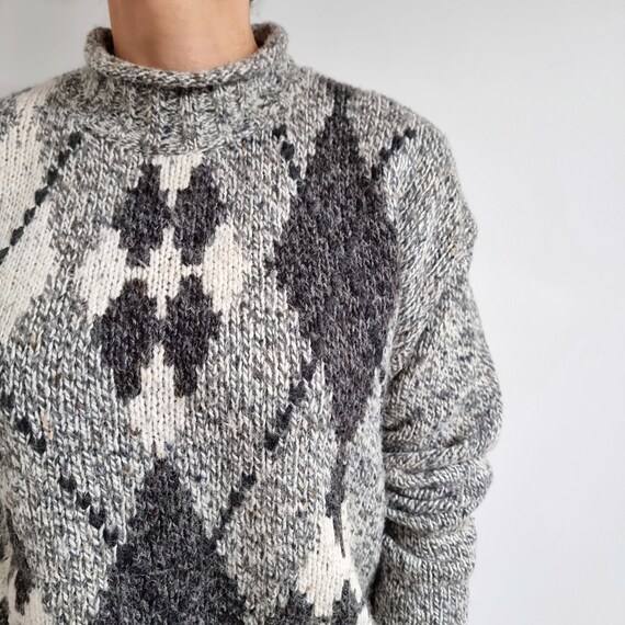 Vintage Pringle Diamond Check Wool Mix Jumper | High … - Gem