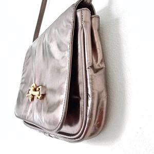 Vintage RUSSELL & BROMLEY Metallic Leather Crossbody Bag With Gold ...