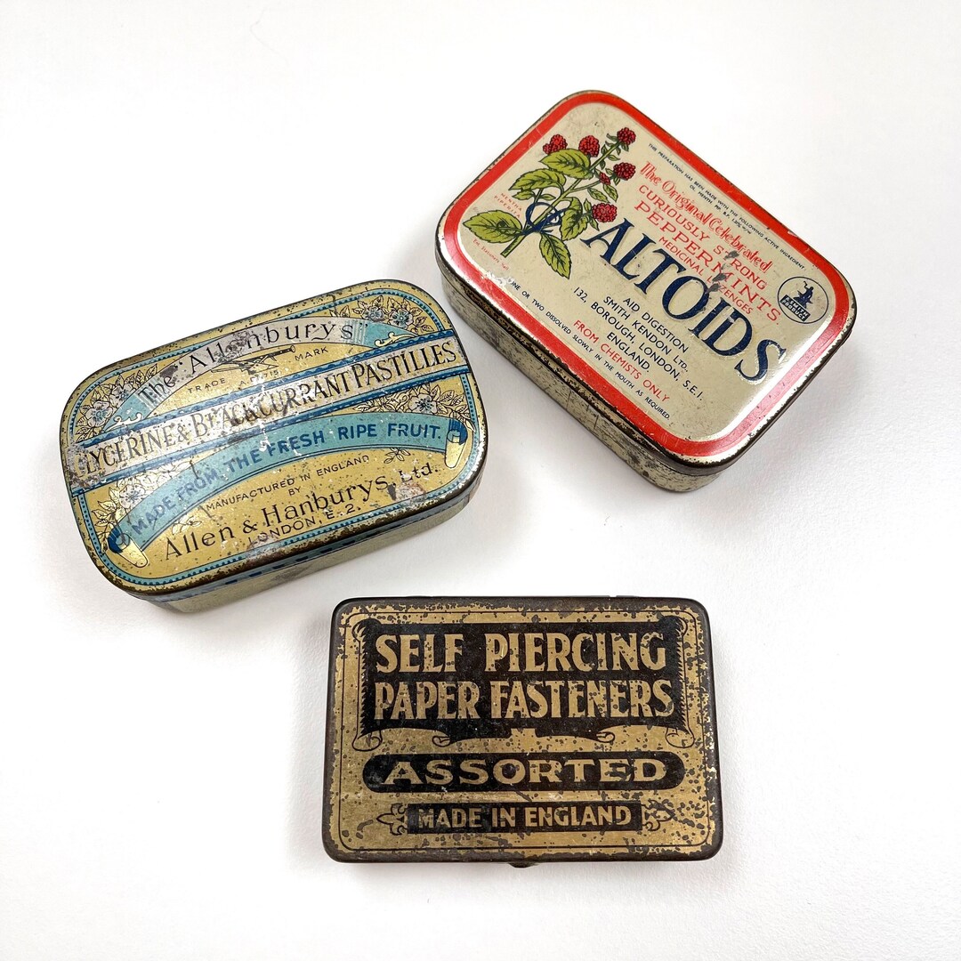 Set of 3 Vintage Tin Boxes Small Rectangle Tins W Hinged Lids Rustic ...