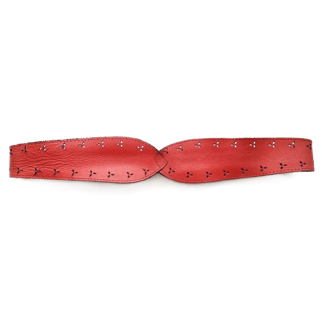 Vintage Red Leather Fancy Belt | Ladies Dress Belt | Small - Medium - Etsy