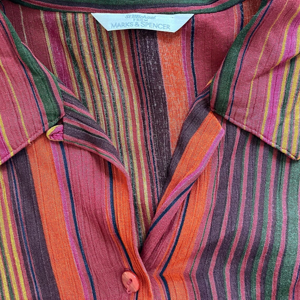 Vintage Earthy Striped Blouse - Etsy