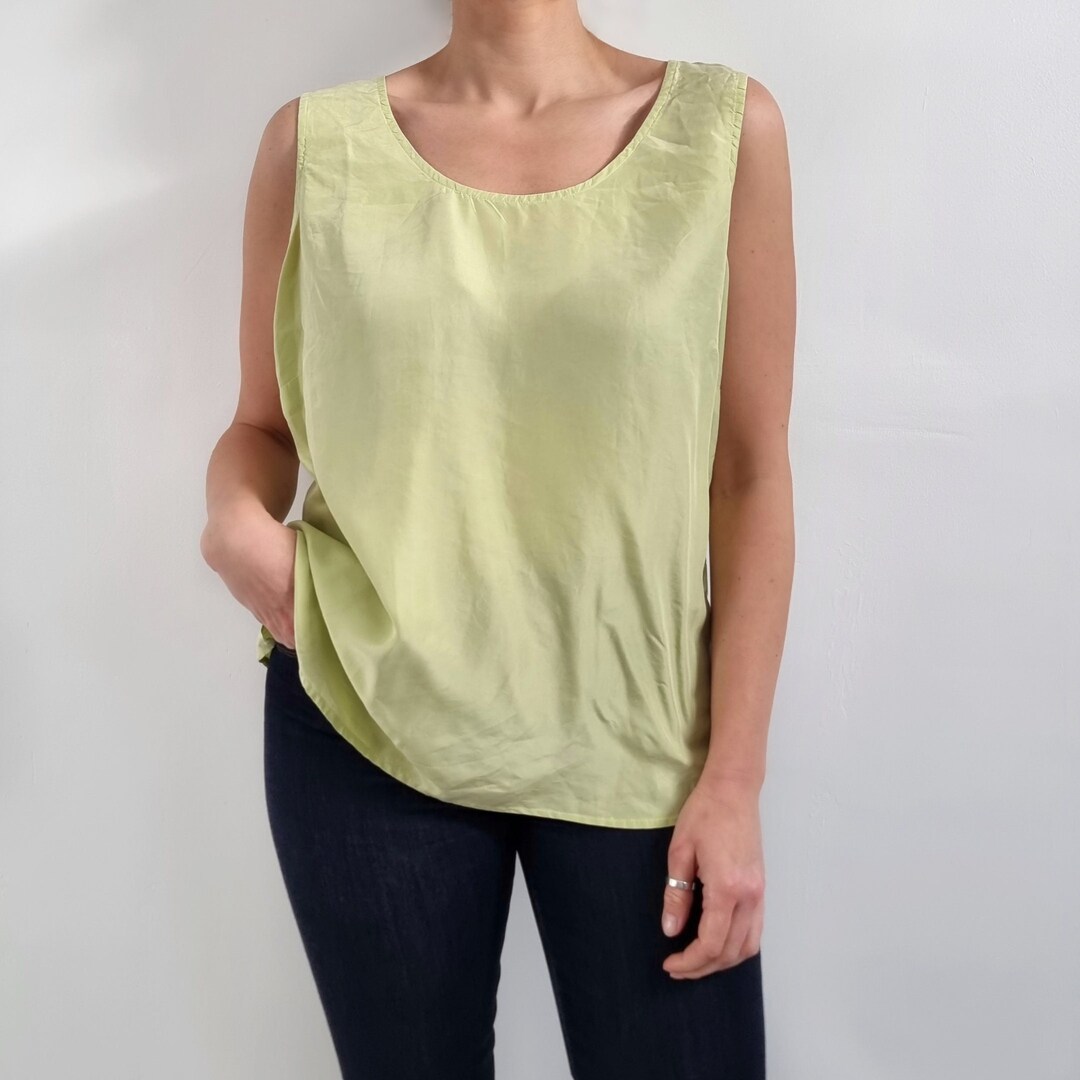 Vintage Pasel Lime Silk Vest Blouse Sleeveless Top, T-shirt Large - Etsy