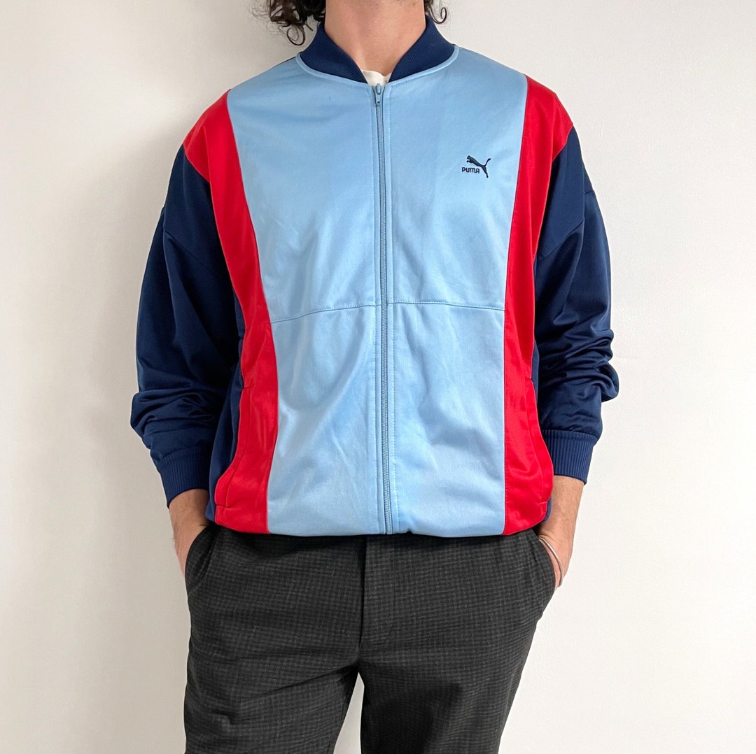 90's PUMA Men’s Zip Jumper // Navy Blue & Red Track Top Sweater ...