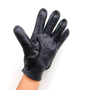 Vintage Men's Driving Gloves in Black & Green Leather // Medium - Large ...